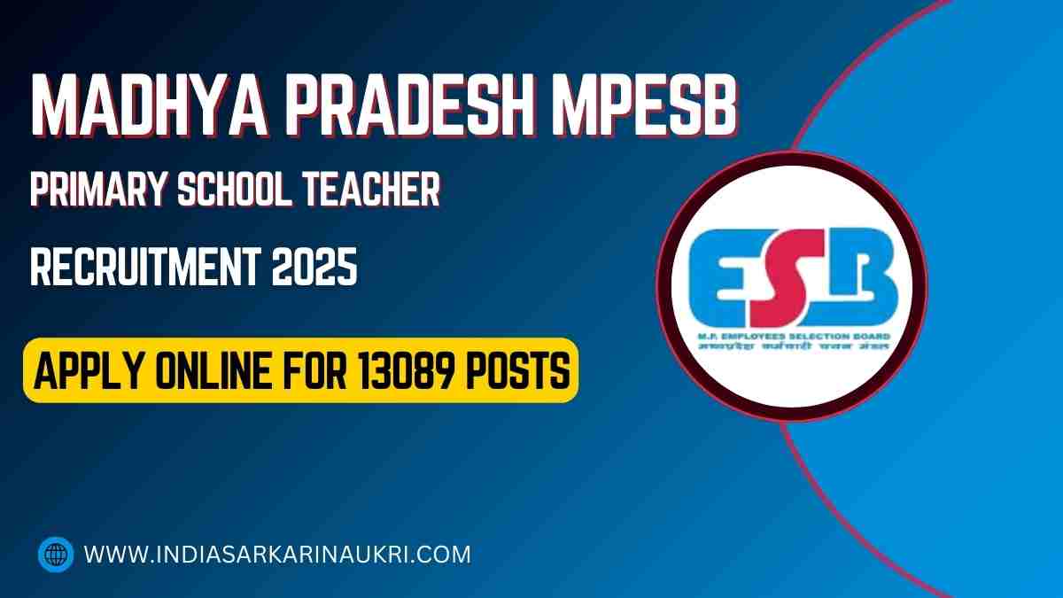 MPESB PSTST Recruitment 2025 Apply Online for 13089 Primary School Teacher Posts in Madhya ...